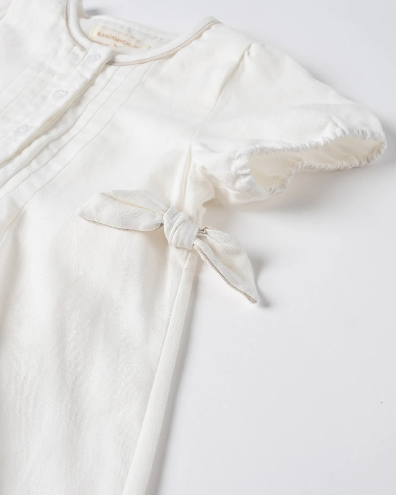Blara Linen Bow Dress cream white – LittleLeafBaby